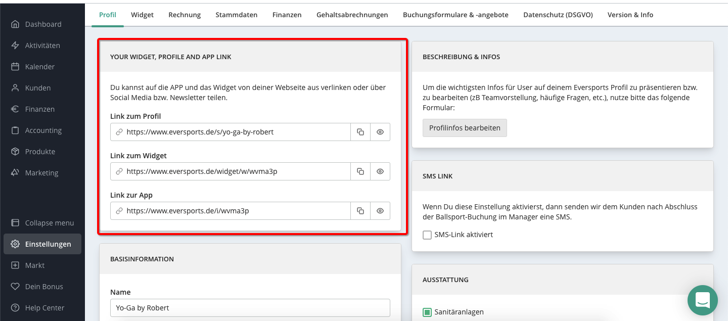 Einbinden des Widgets auf deine Website